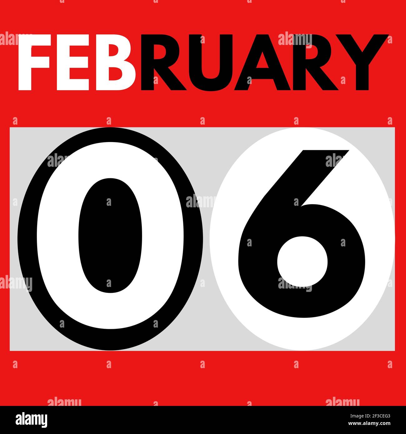 February 6 . Modern daily calendar icon .date ,day, month .calendar for ...