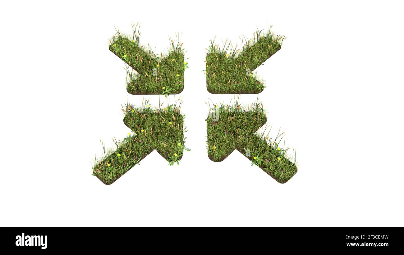 3d rendered grass field with colorful flowers in shape of symbol of ...
