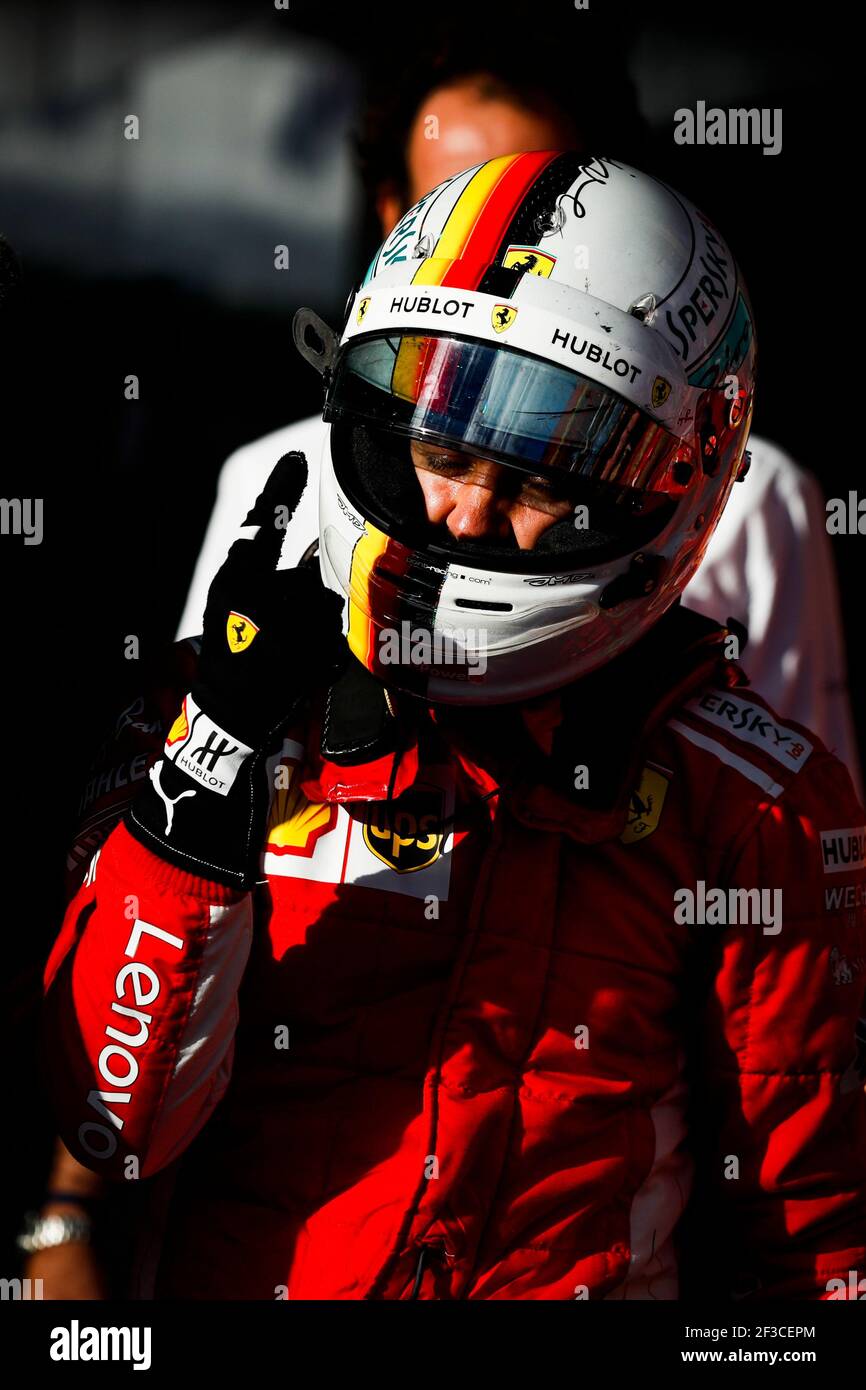 VETTEL Sebastian (ger), Scuderia Ferrari SF71H, celebrating his victory ...