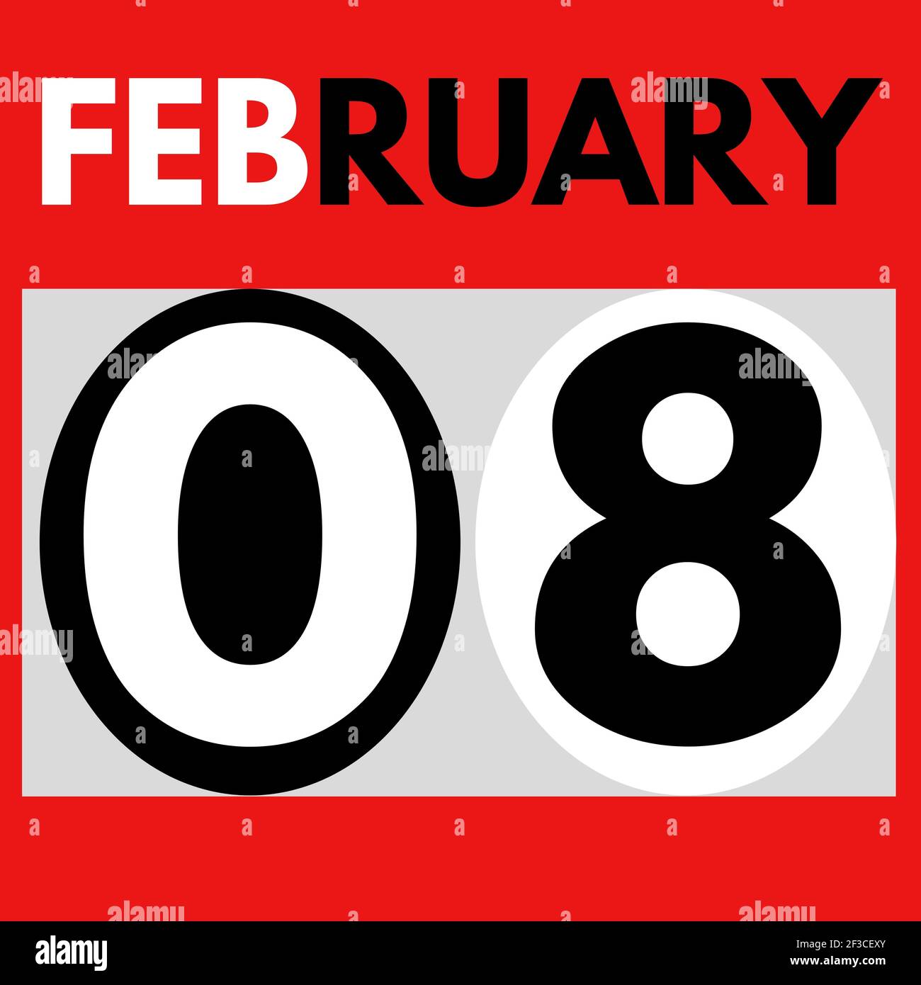 February 8 . Modern daily calendar icon .date ,day, month .calendar for ...