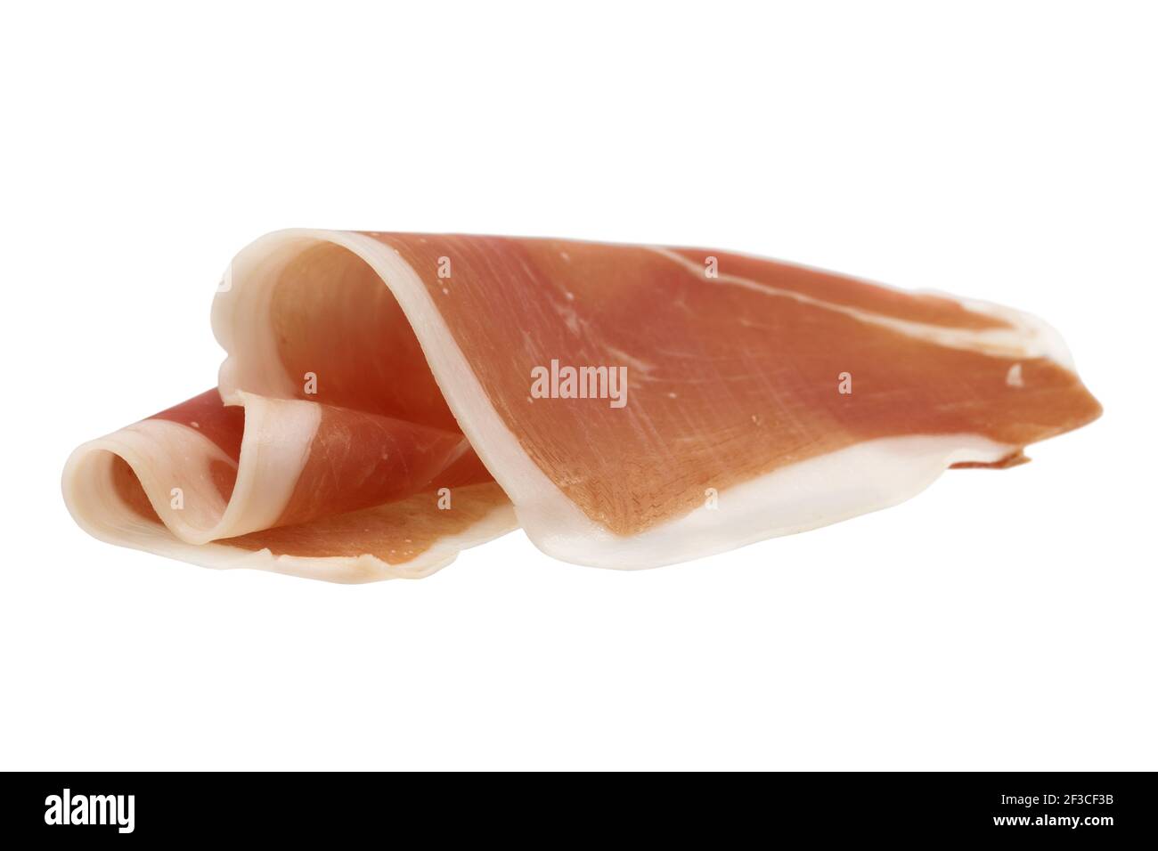 Sliced of jamon Serrano, spanish dry-cured ham. Folded prosciutto ham ...