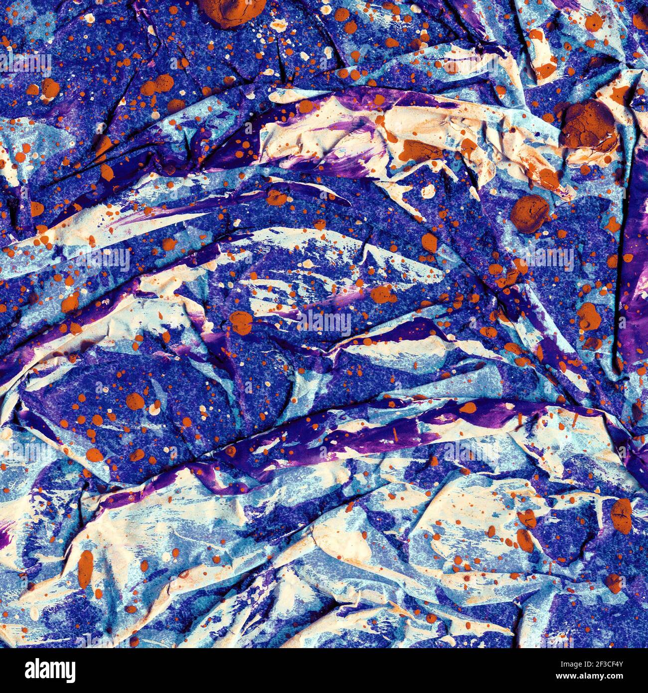 Contemporary abstract art illustration. Wrinkled paper texture paint ...