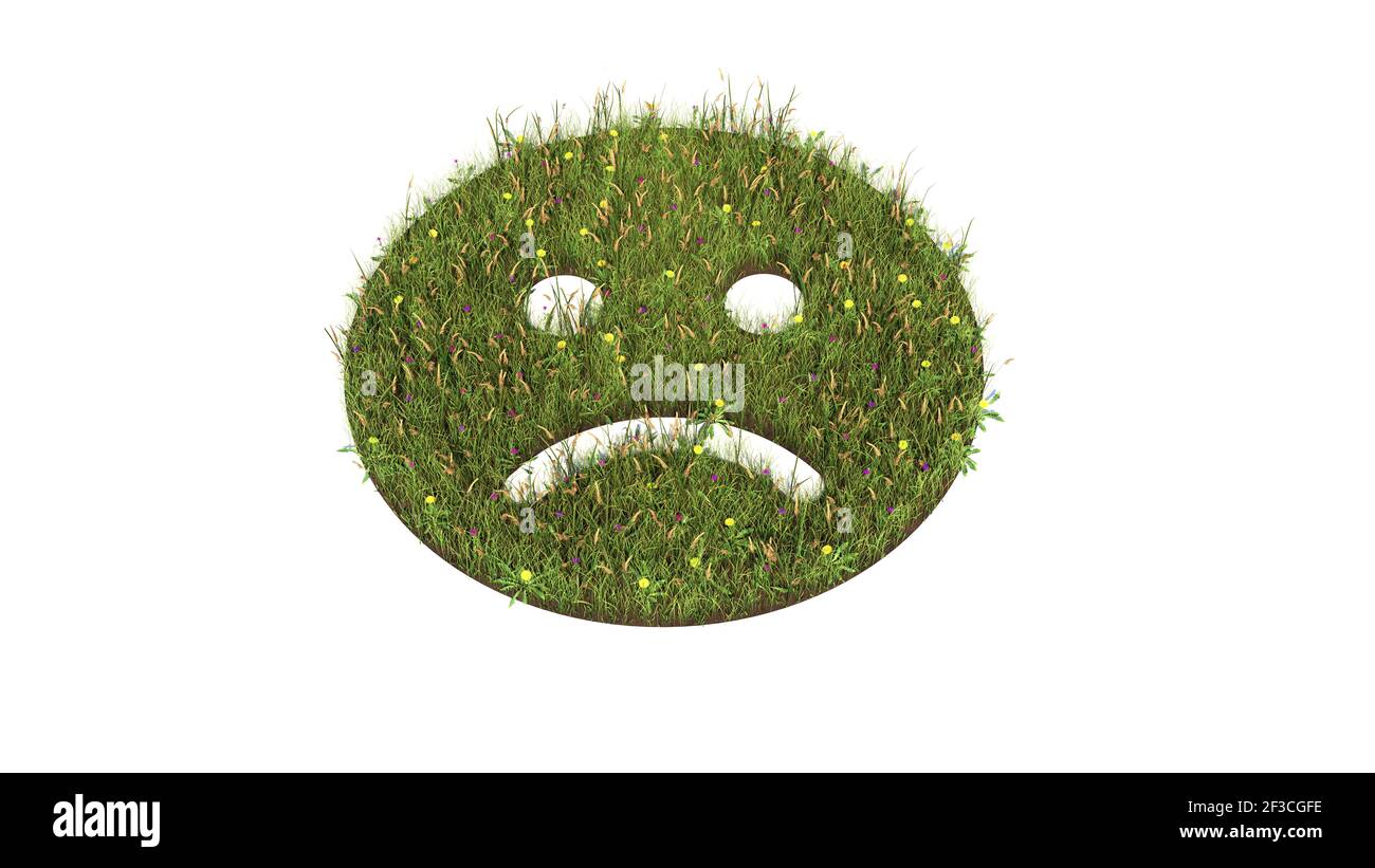 3d rendered grass field with colorful flowers in shape of symbol of ...