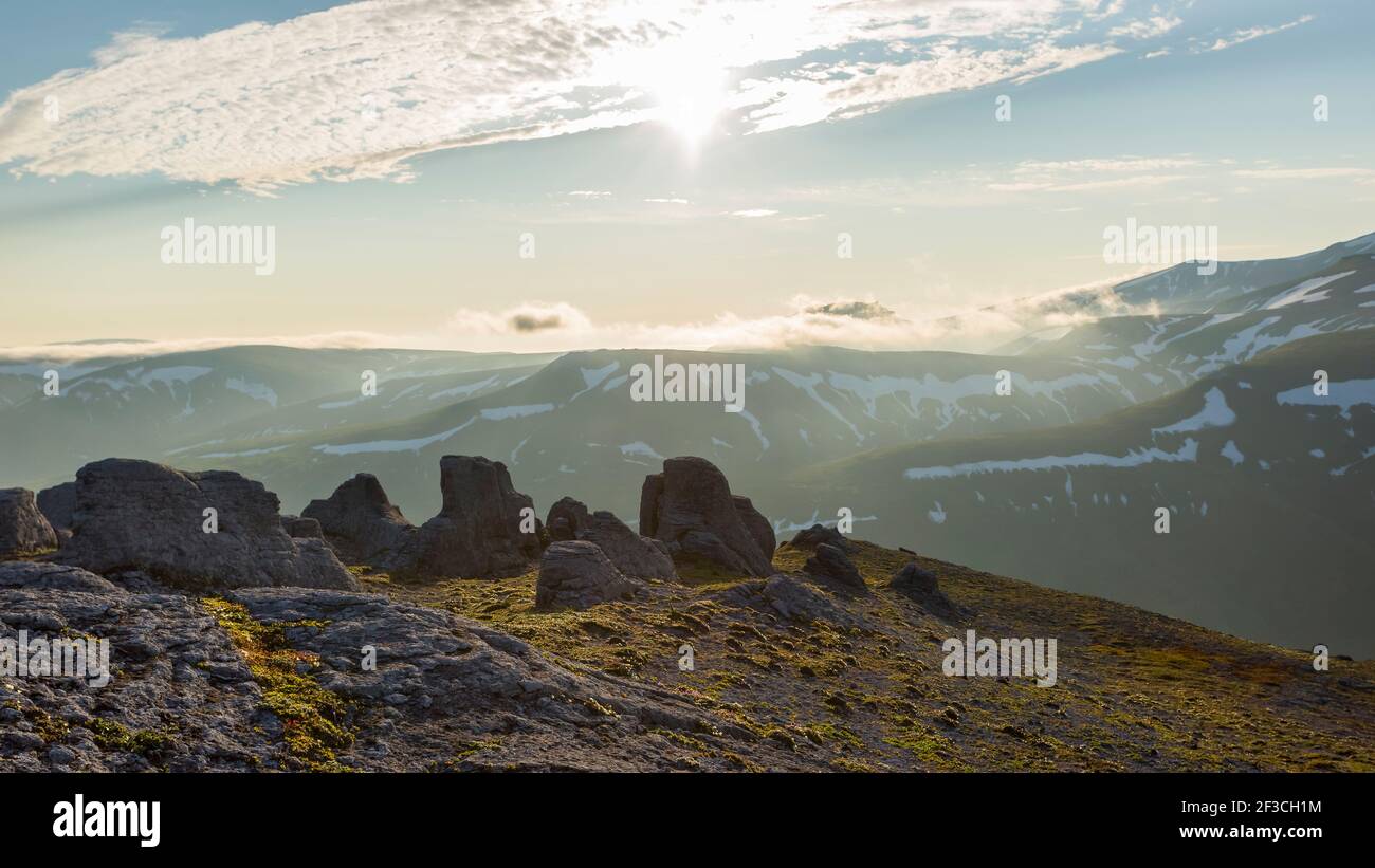 Sunset view near the Ilyinsky Volcano, Kamchatka, Russia Stock Photo ...