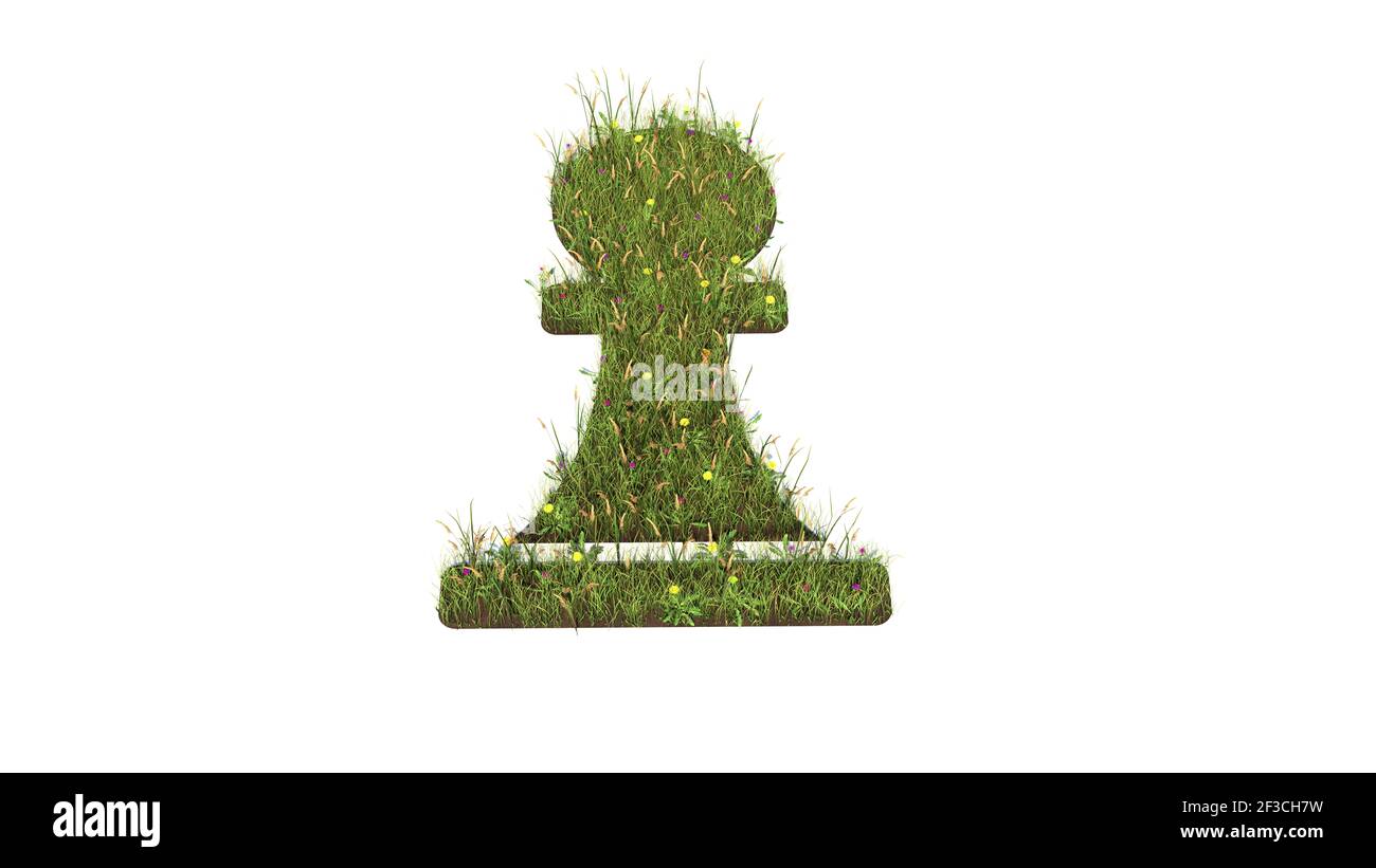 3d rendered grass field with colorful flowers in shape of symbol of ...