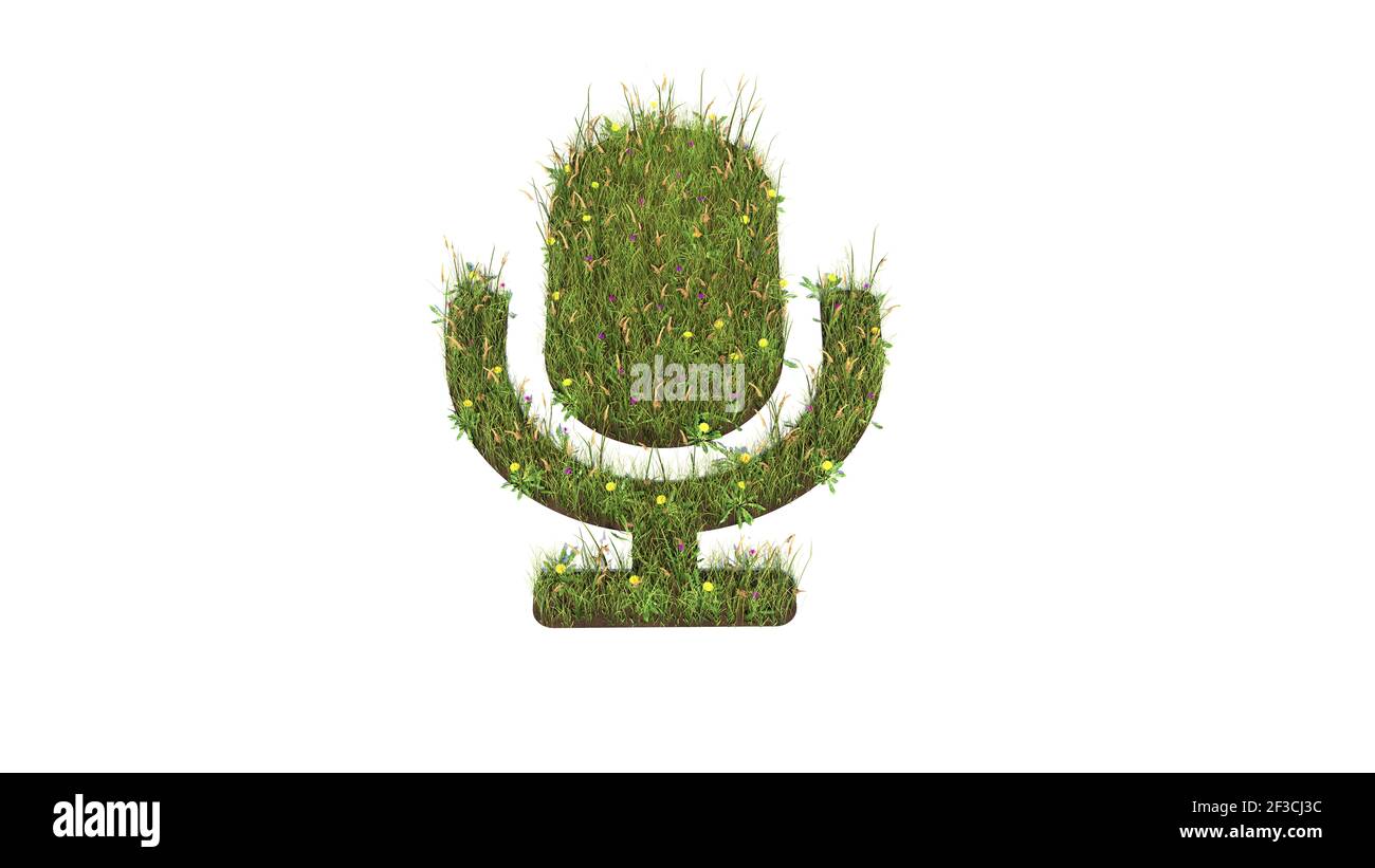 3d rendered grass field with colorful flowers in shape of symbol of ...