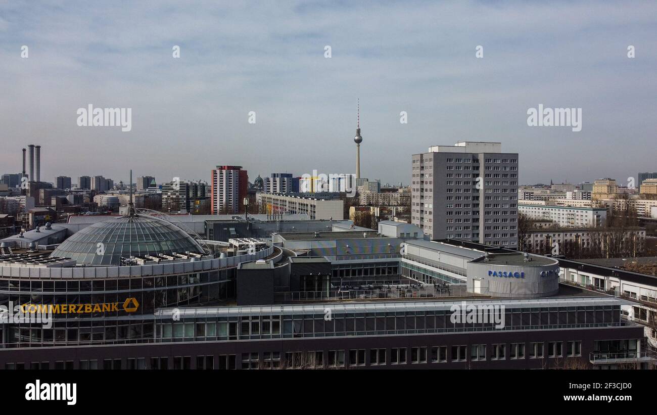 Typical aerial view over the city of Berlin with TV tower Stock Photo ...
