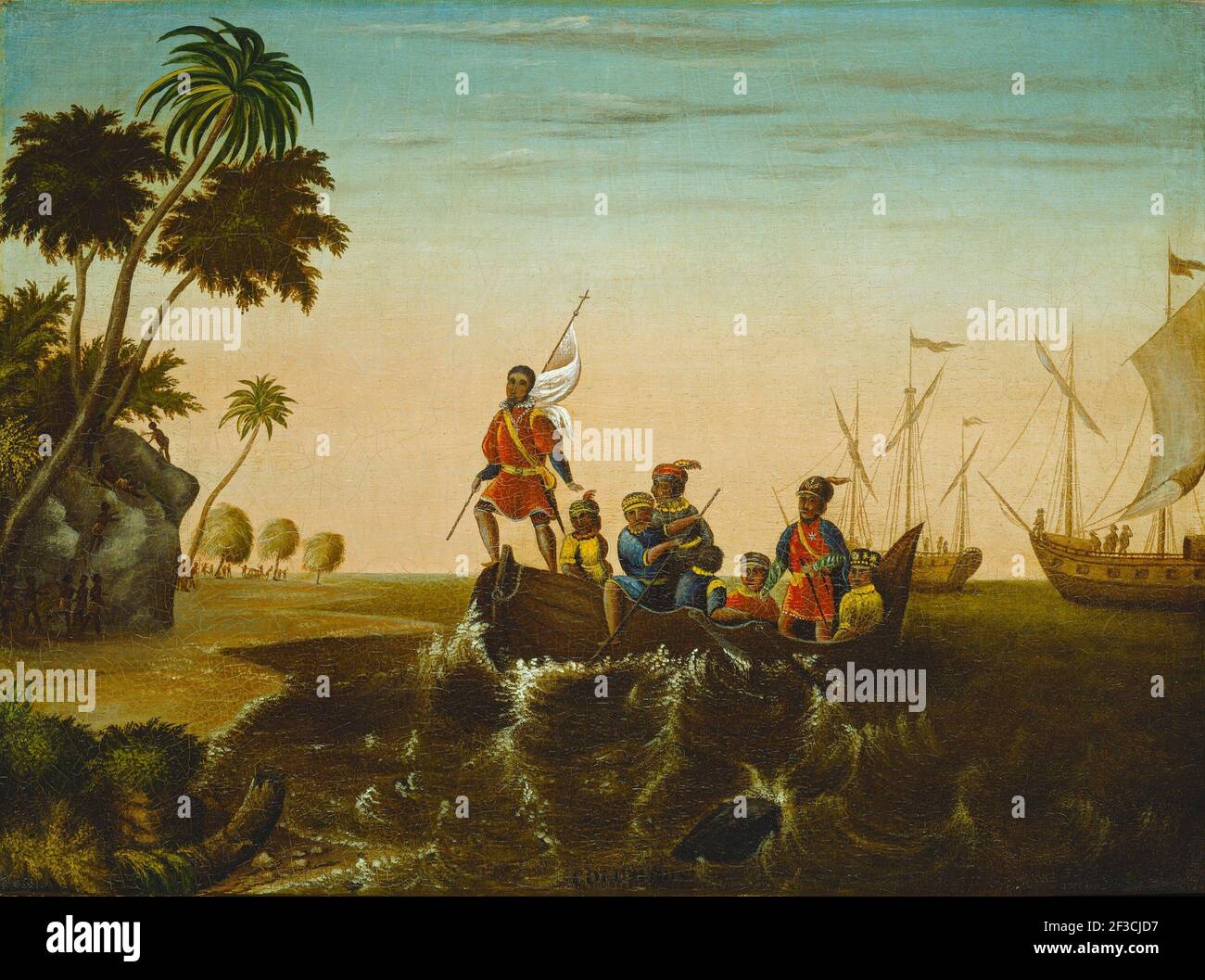 The Landing of Columbus, c. 1837 Stock Photo - Alamy