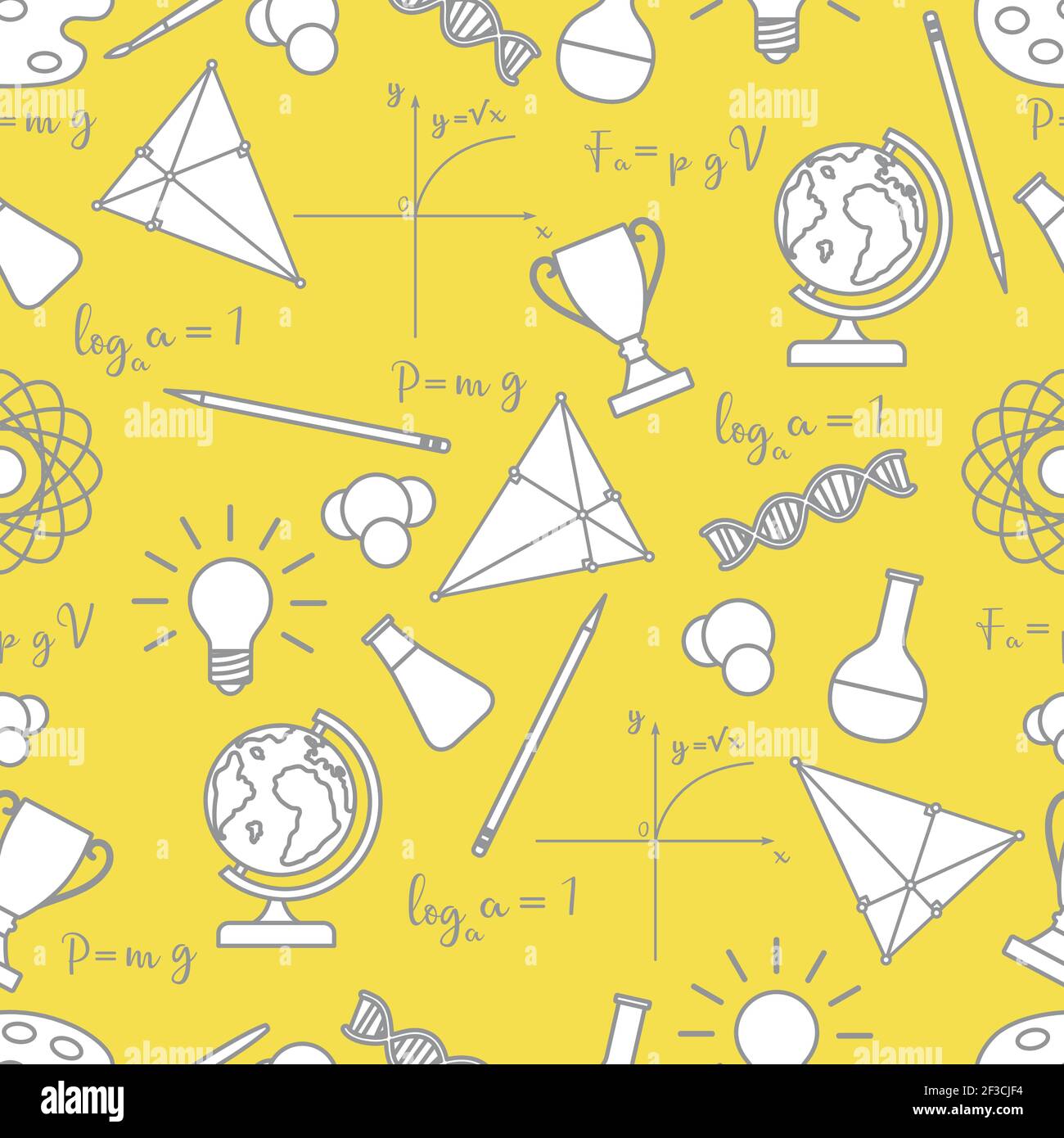 Vector seamless pattern with scientific, education elements: globe ...