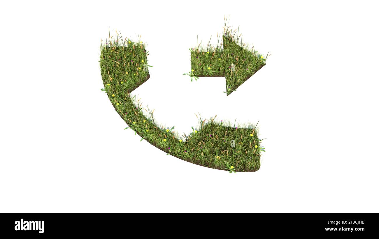 3d rendered grass field with colorful flowers in shape of symbol of ...