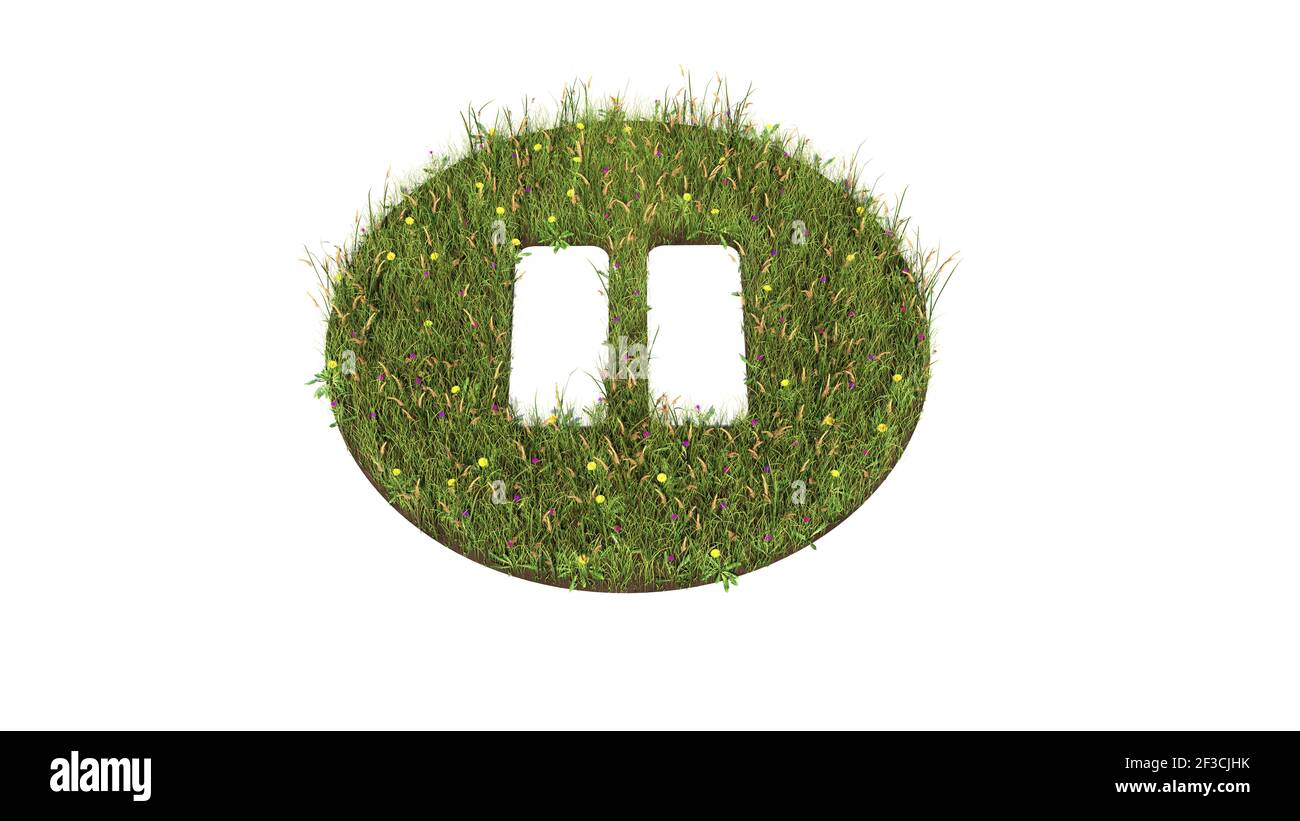 3d rendered grass field with colorful flowers in shape of symbol of ...