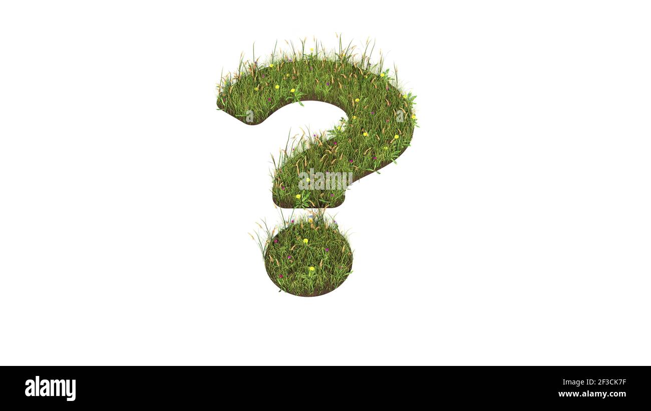 3d rendered grass field with colorful flowers in shape of symbol of ...