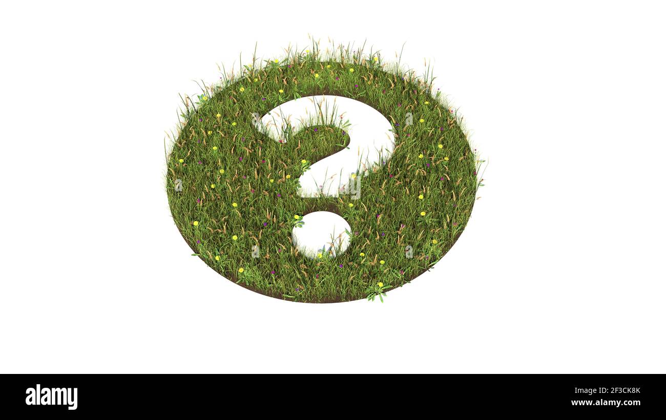 3d rendered grass field with colorful flowers in shape of symbol of ...