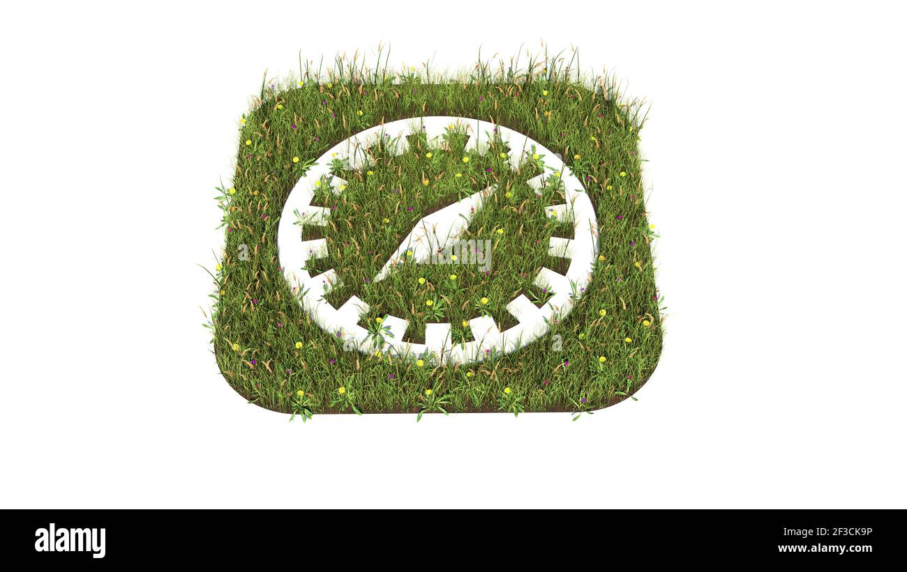 3d rendered grass field with colorful flowers in shape of symbol of ...