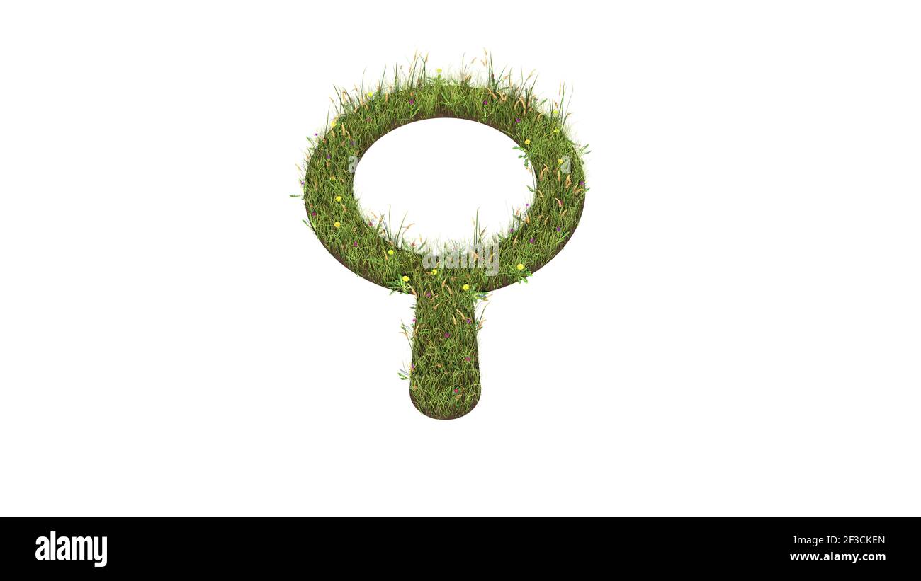 3d rendered grass field with colorful flowers in shape of symbol of ...