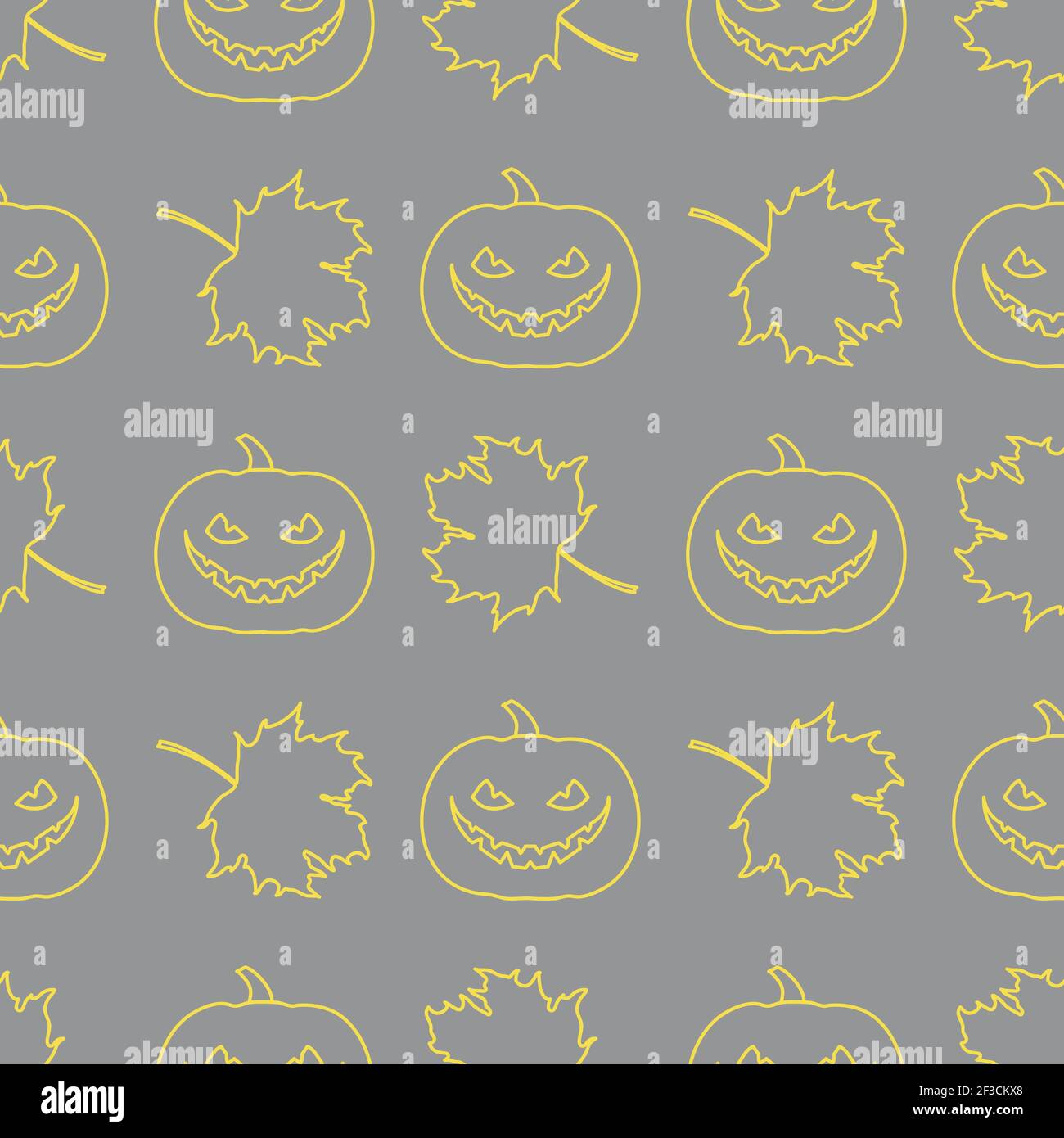 Halloween vector seamless pattern with pumpkin and maple leaves. Design ...