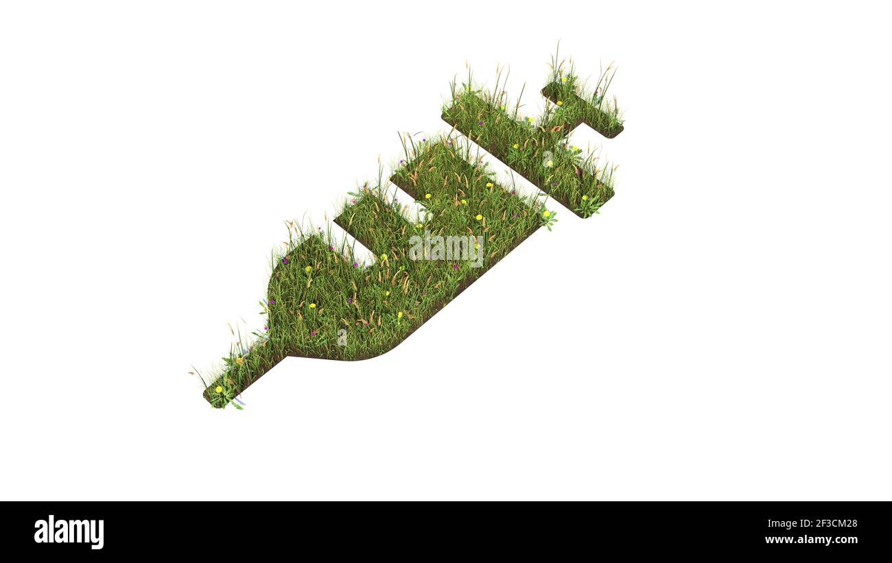 3d rendered grass field with colorful flowers in shape of symbol of ...