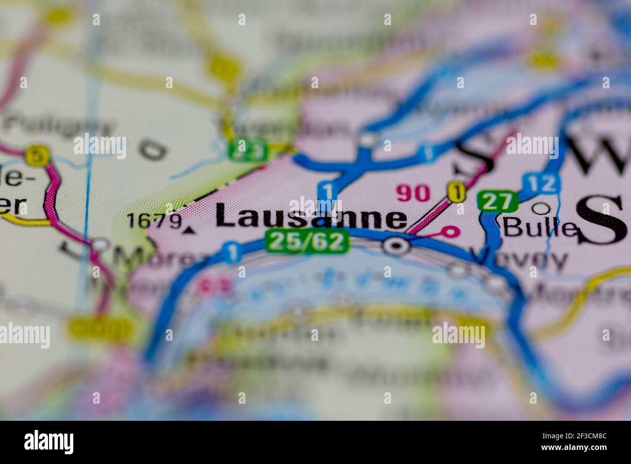 Lausanne Shown on a geography map or road map Stock Photo - Alamy
