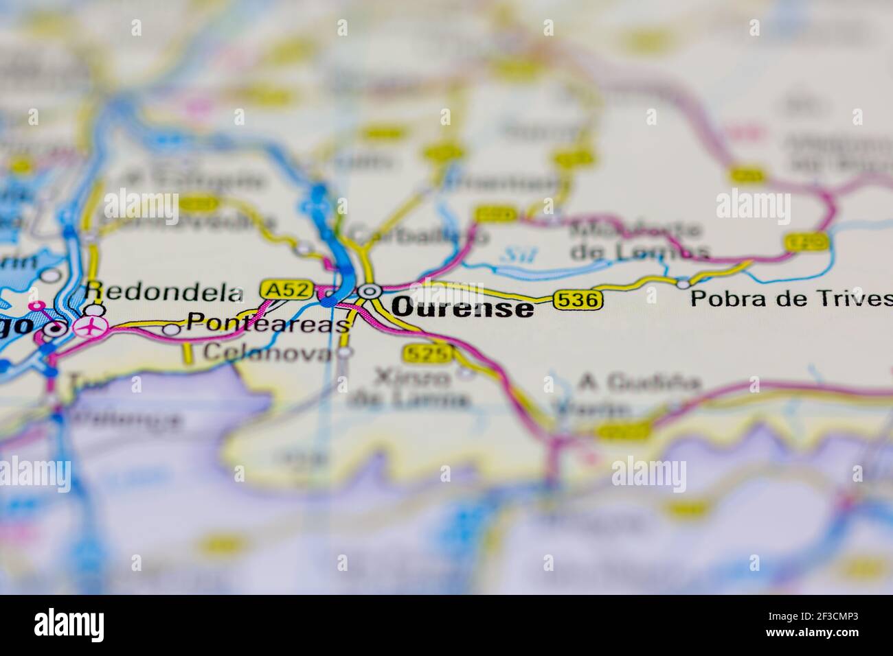 Ourense Shown on a geography map or road map Stock Photo - Alamy