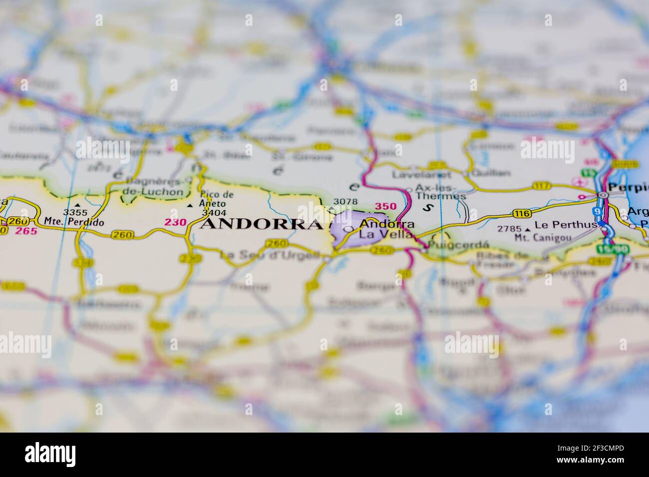 Andorra Shown on a geography map or road map Stock Photo - Alamy