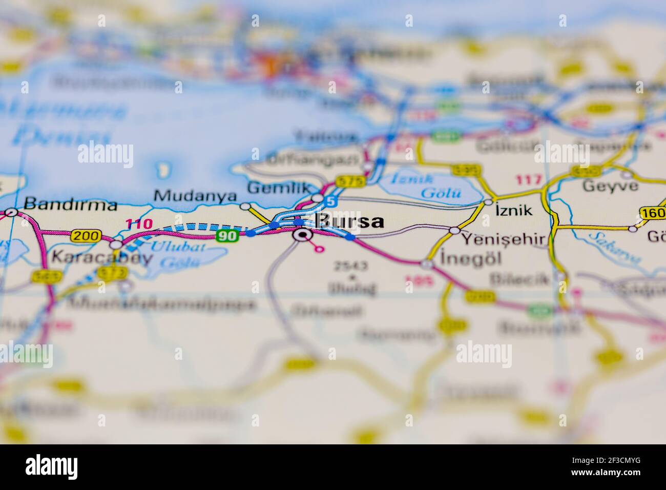 Bursa Shown on a geography map or road map Stock Photo - Alamy