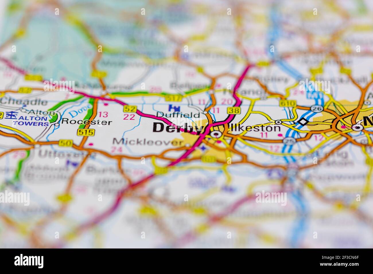 Derby Shown on a geography map or road map Stock Photo - Alamy