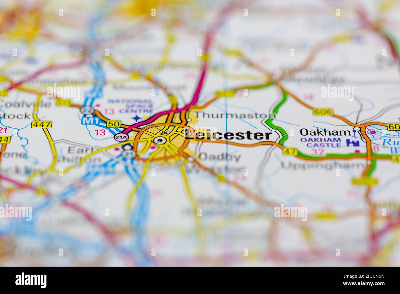 Leicester Shown on a geography map or road map Stock Photo - Alamy
