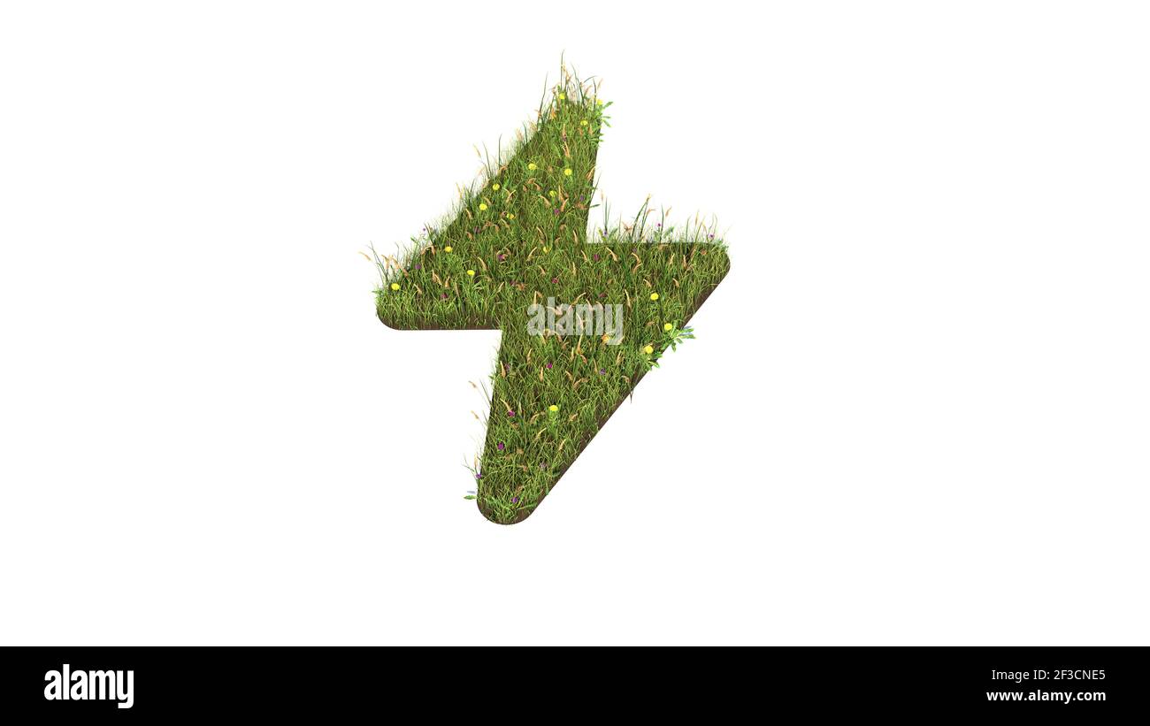 3d rendered grass field with colorful flowers in shape of symbol of ...