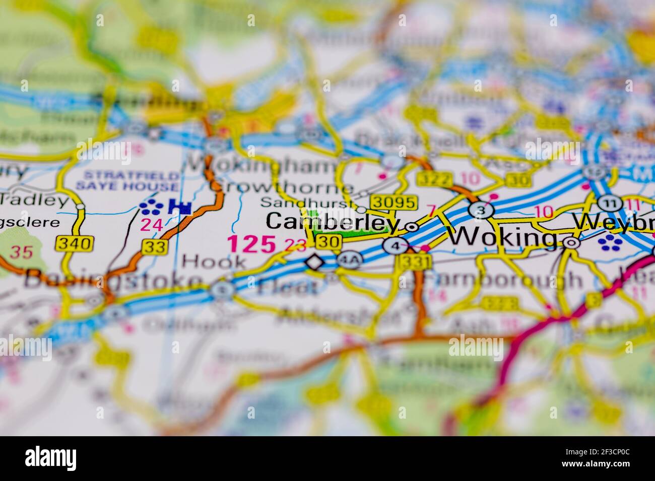 Camberley Shown on a geography map or road map Stock Photo - Alamy