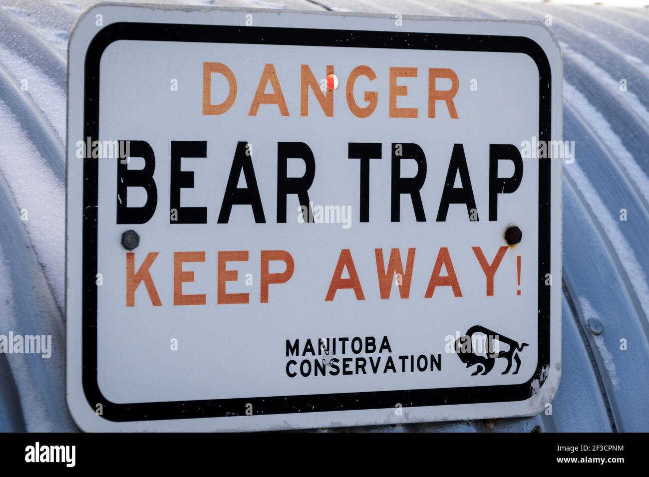 'Danger Bear Trap' sign in Churchill, Canada Stock Photo - Alamy