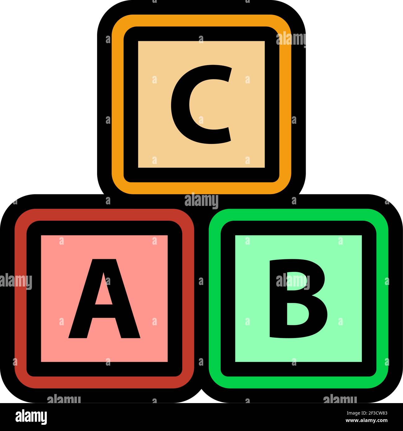 Box Of Bricks Icon. Editable Thick Outline With Color Fill Design ...
