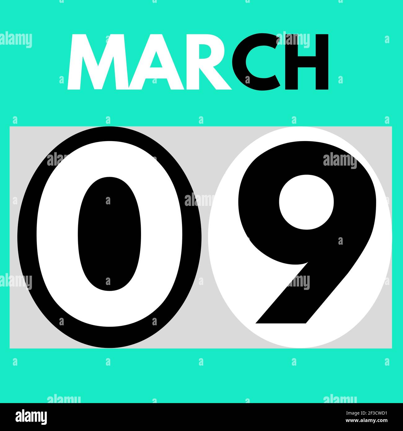 March 9 . Modern daily calendar icon .date ,day, month .calendar for ...