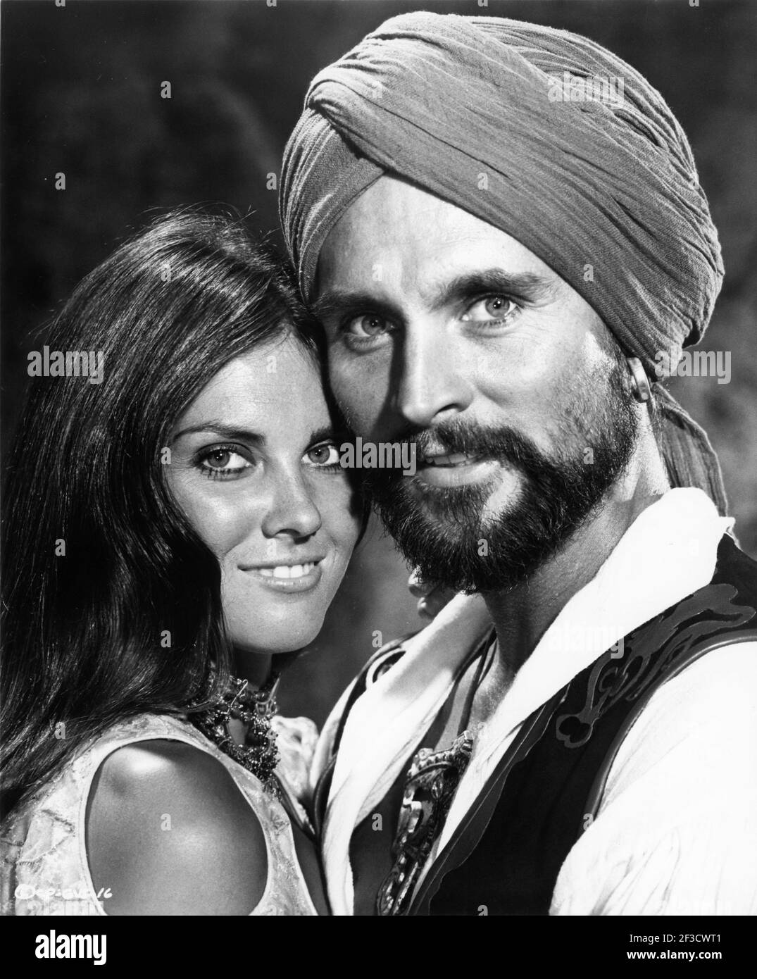 CAROLINE MUNRO and JOHN PHILLIP LAW Publicity Portrait for THE GOLDEN ...