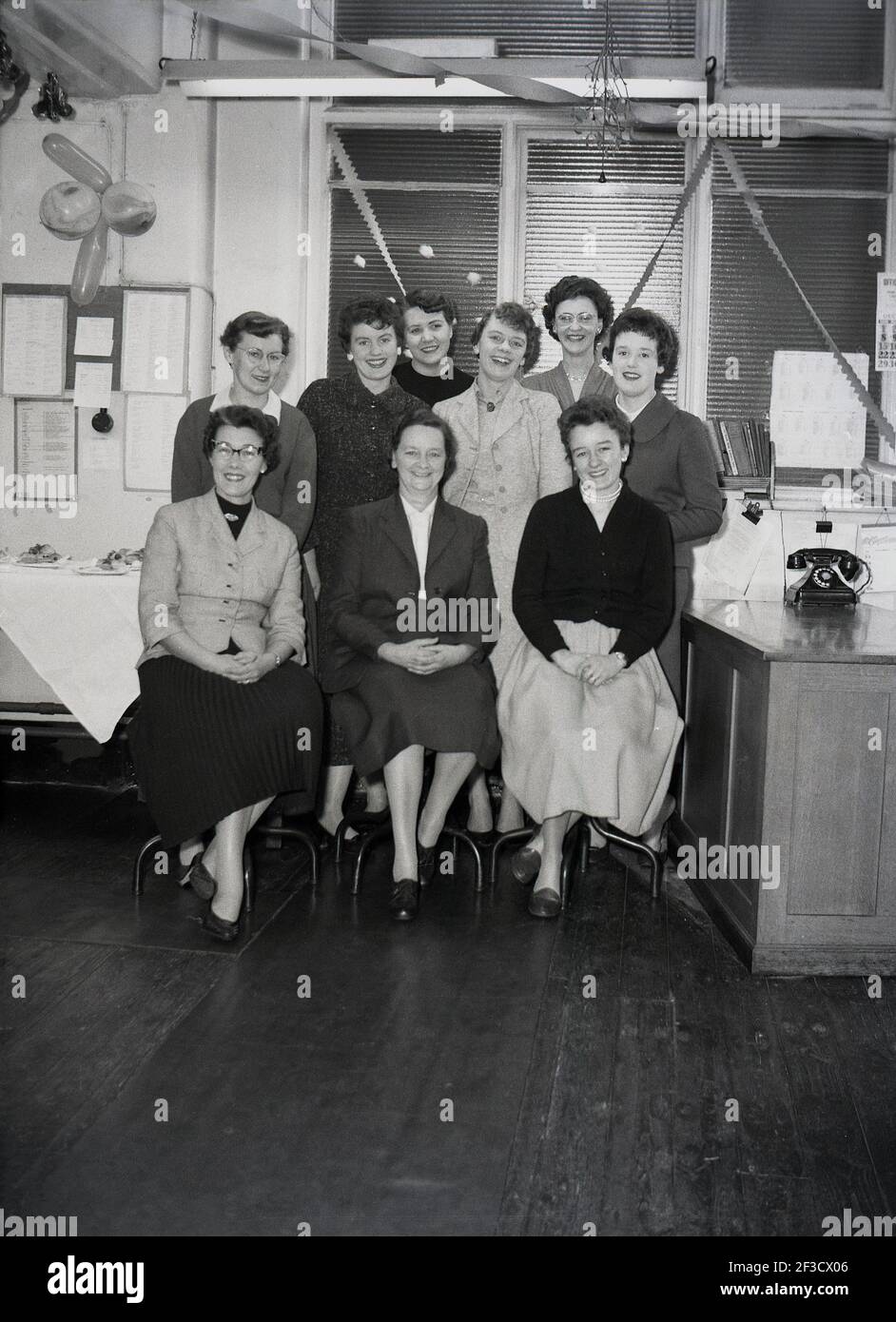 1950s, historical, female staff of the typing pool at the Hepworths ...