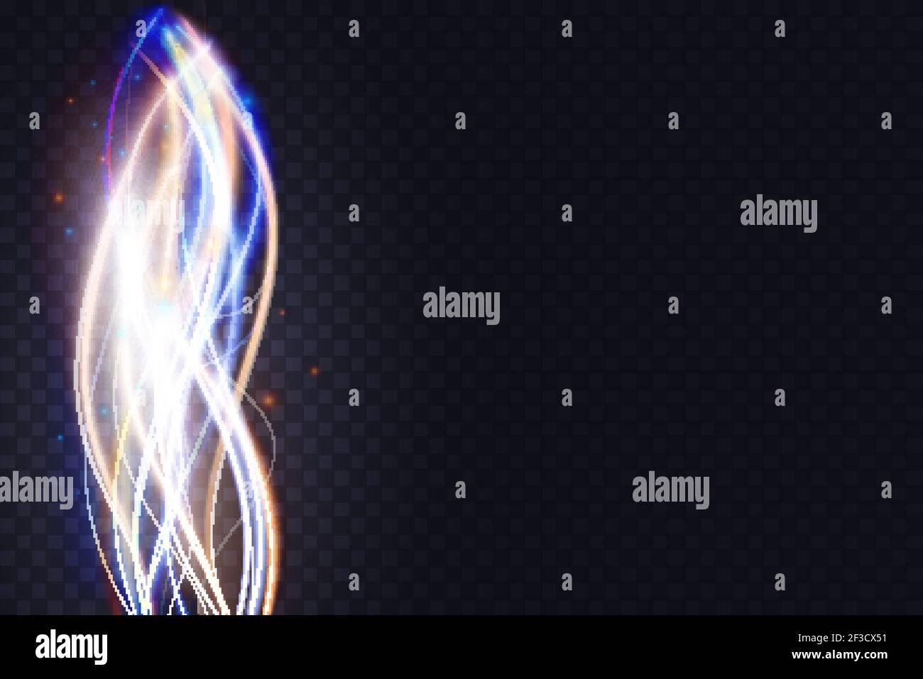 Luminous energy wavy lines, abstract light effect, glowing neon ...