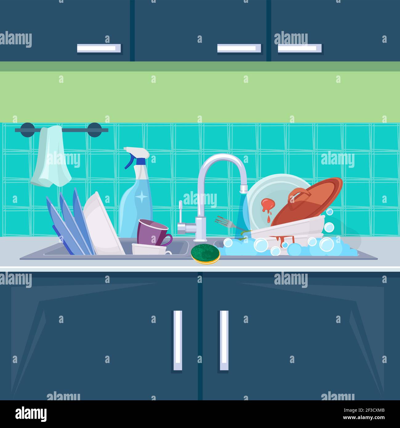 Dirty dishes at restaurant Stock Vector Images - Alamy