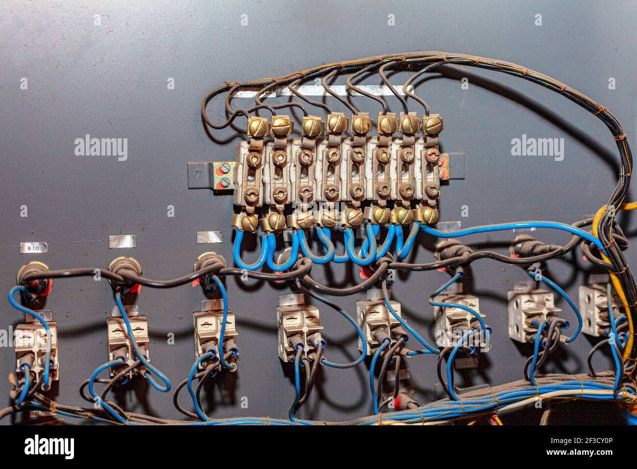 Electrical connection inside panel . Terminals for grounding in the ...