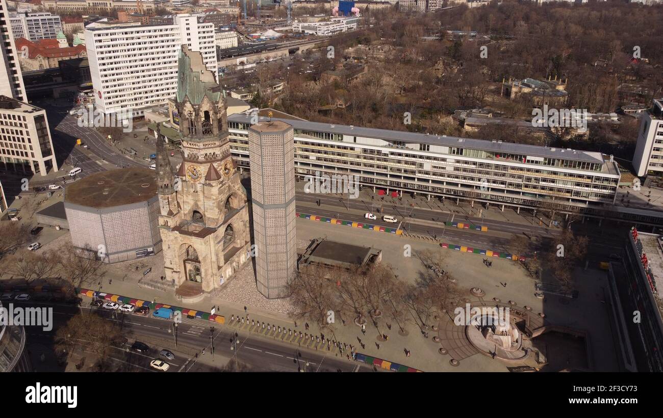 Famous Breitscheidplatz Square Berlin with Kaiser Wilhelm Memorial ...