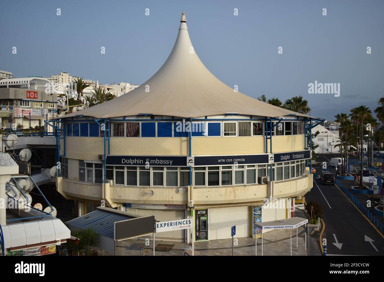 Tenerife old club games building Stock Photo - Alamy