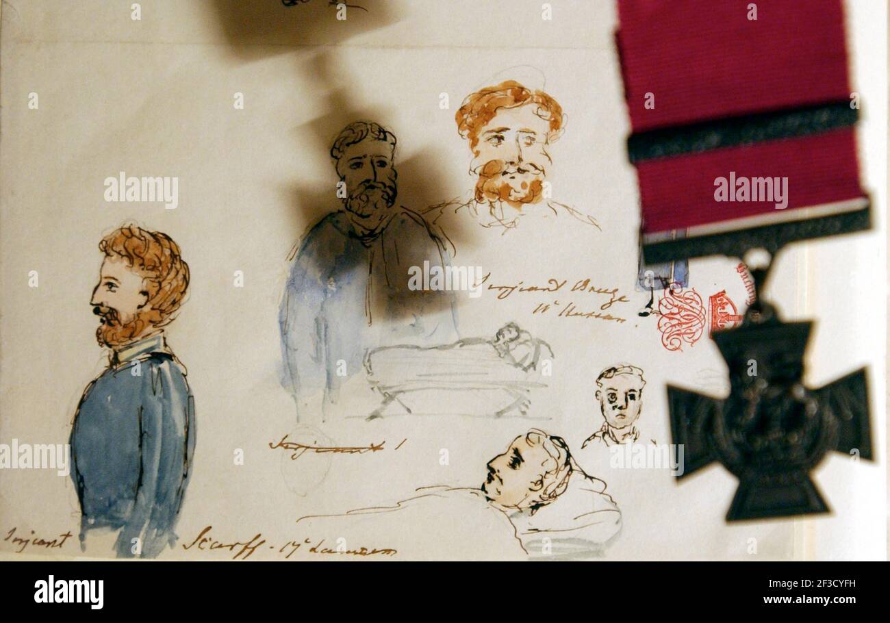 A SAMPLE OF ONE OF THE ORIGINAL VICTORIA CROSSES, AND SKETCHES OF ...