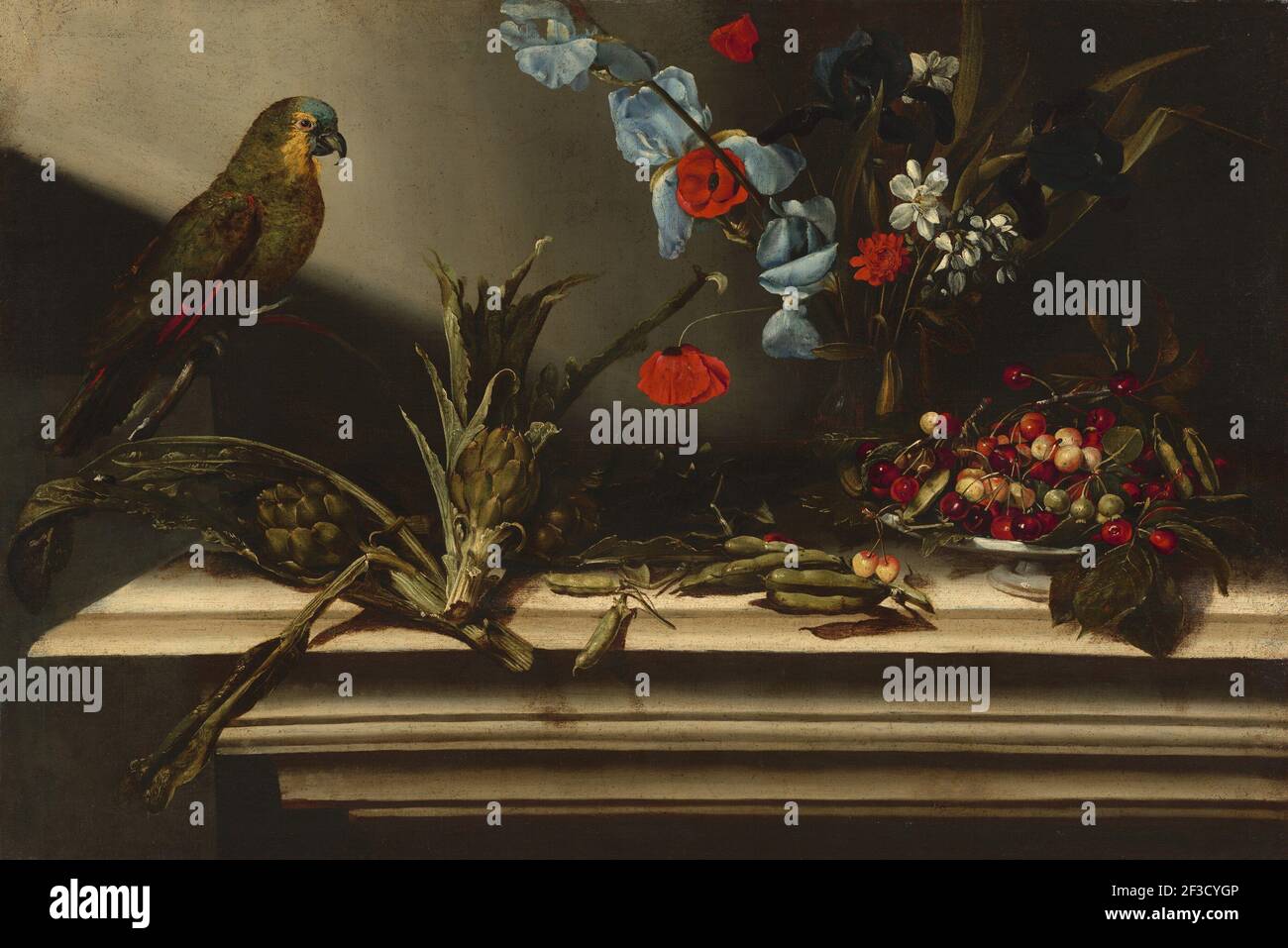Still Life with Artichokes and a Parrot, 17th century Stock Photo - Alamy