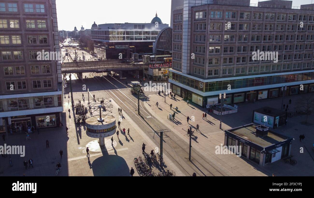Famous Alexanderplatz Square in Berlin from above - aerial view Stock ...