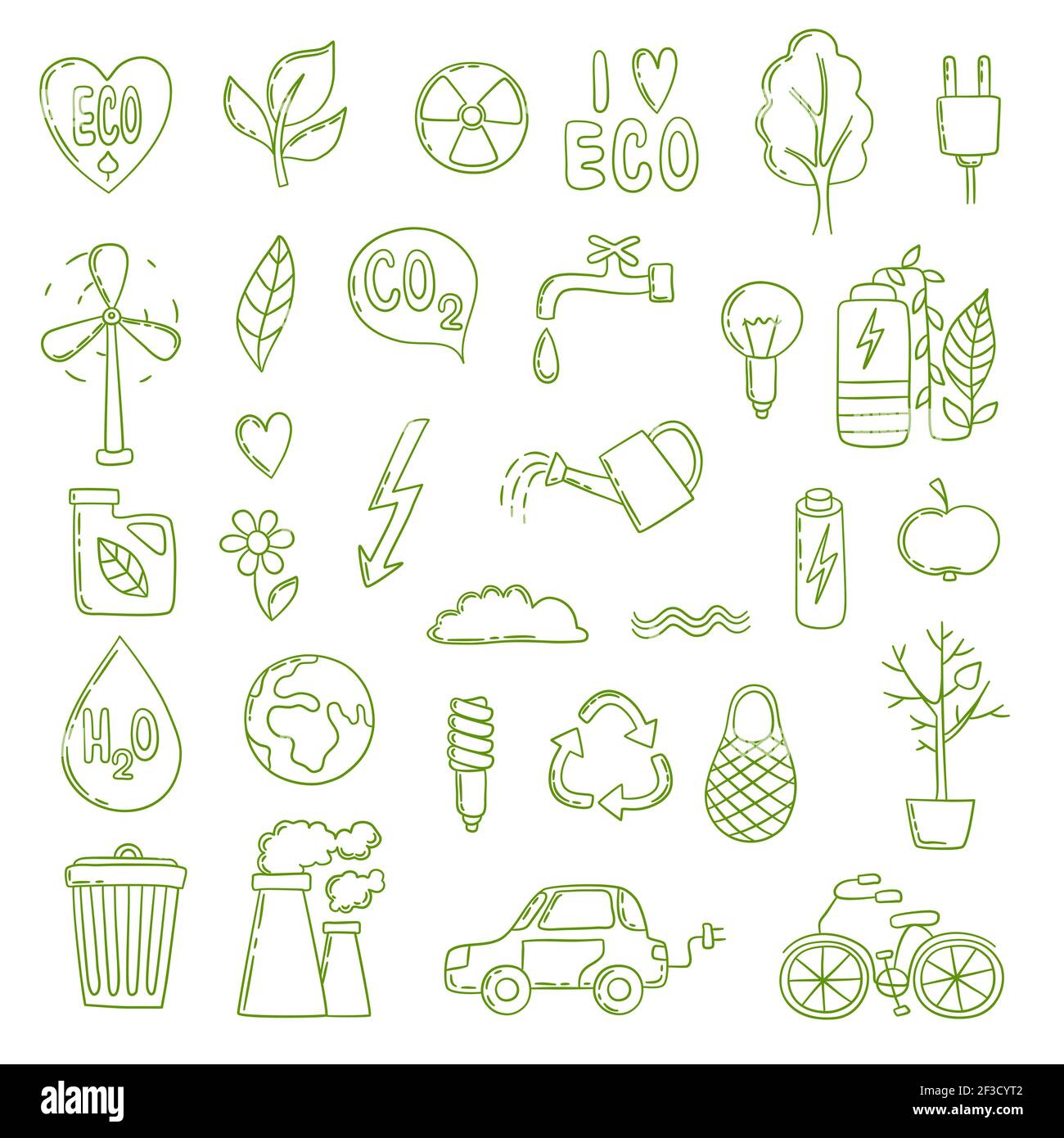 Ecologic doodle. Green energy concept pictures collection clean ...