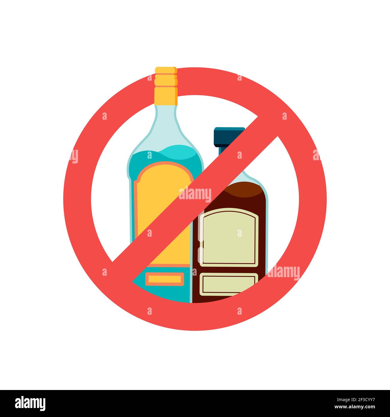 Stop alcohol sign. Alcoholic drink, beer in red prohibition symbol. No ...