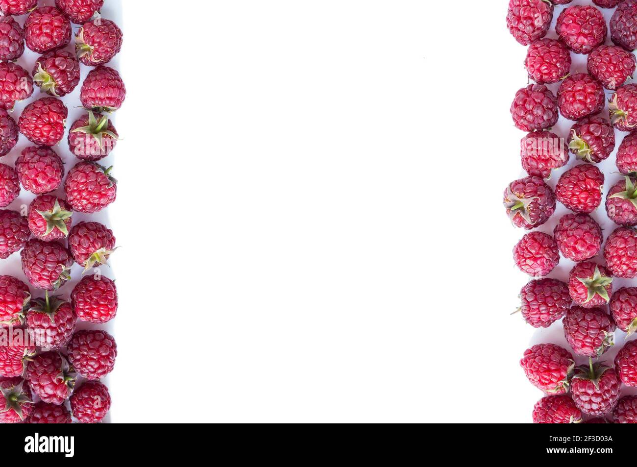Ripe raspberries on white background. Raspberries at border of image ...