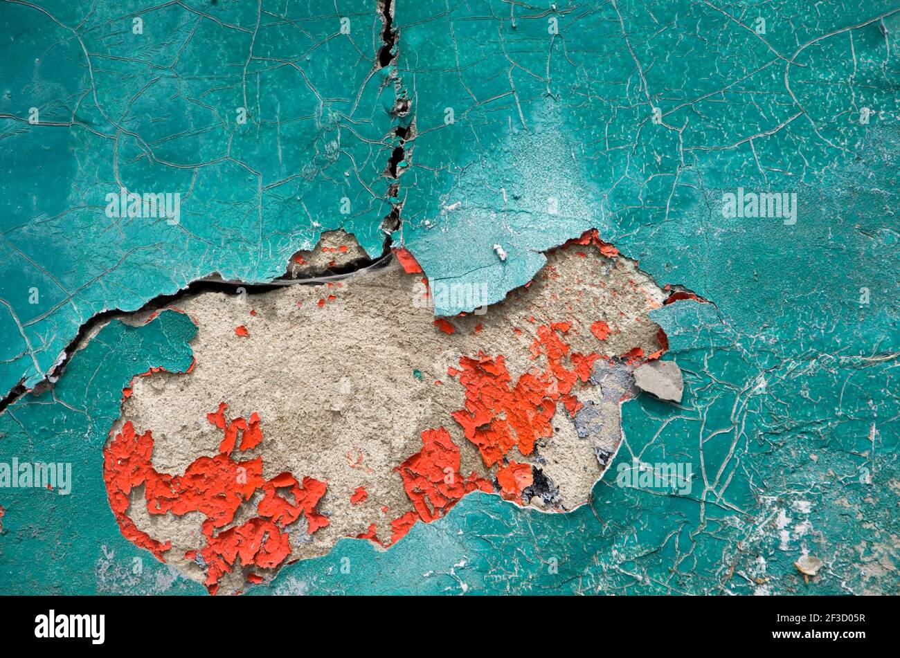 Beautiful Textured Abstract Image of Broken Green and Red Plaster on a ...