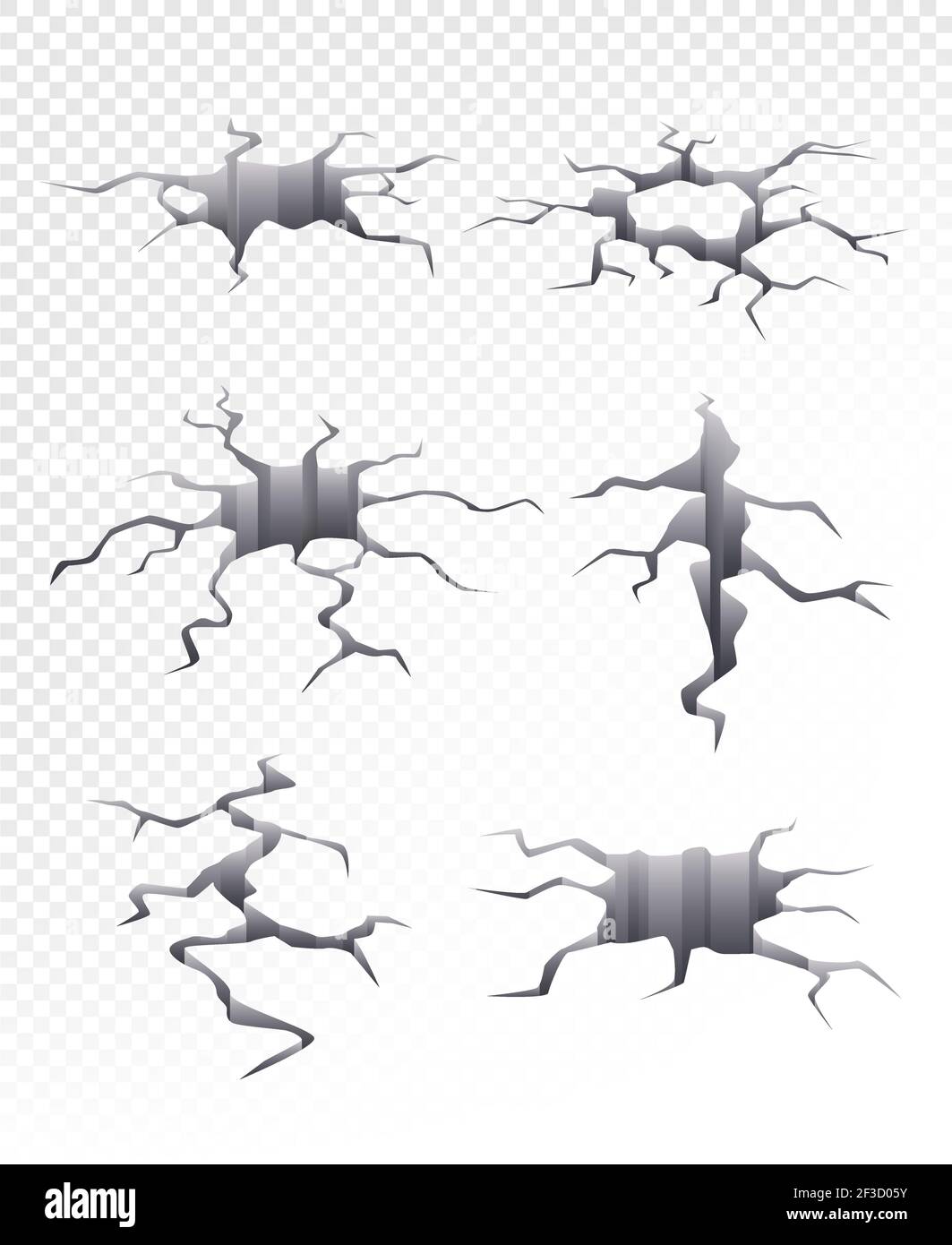 Cracked ground. Damaged catastrophe dry earth 3d crack hole vector ...