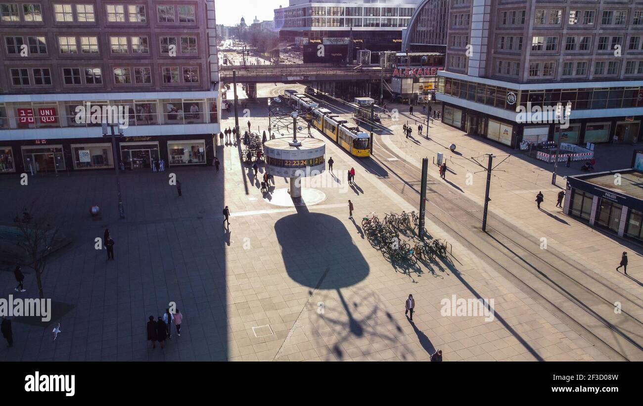 Famous Alexanderplatz Square in Berlin from above - aerial view Stock ...