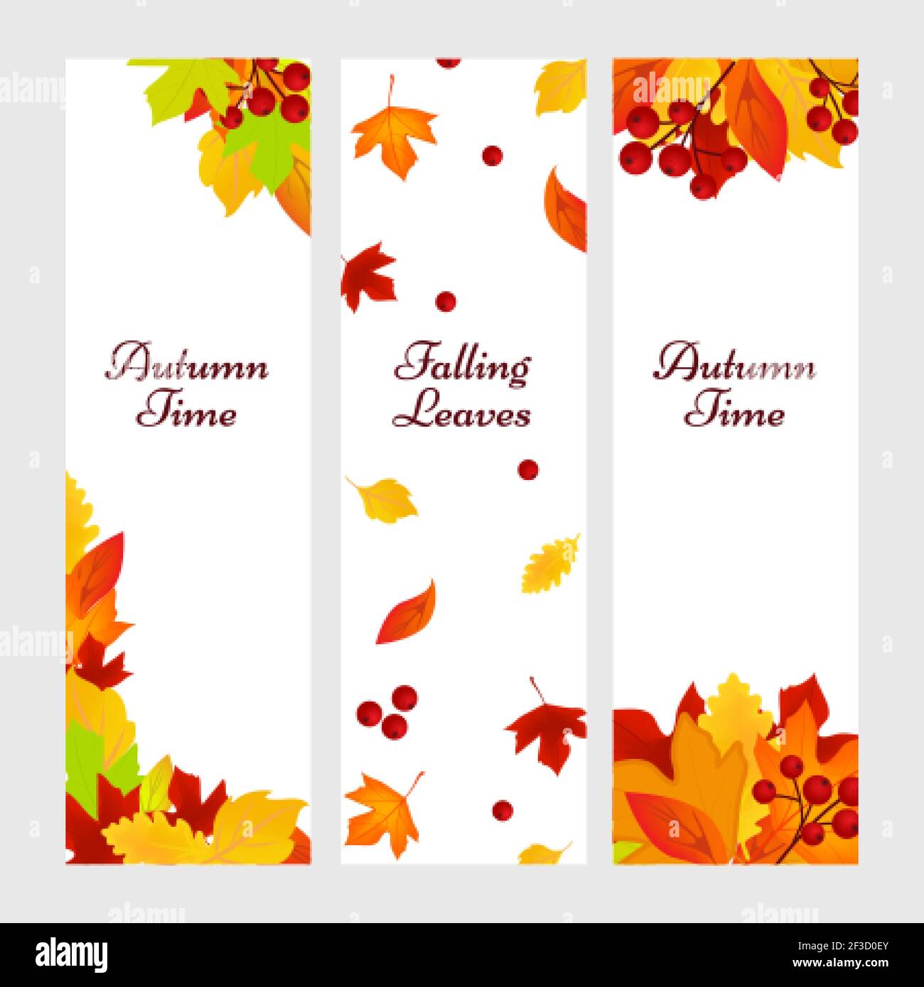 Autumn banners. Gold red leaves vector background. Fall flyers template ...