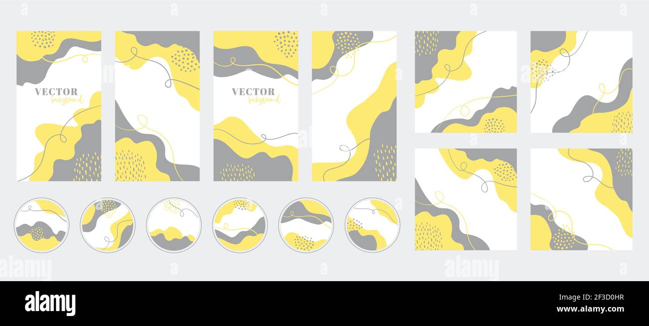 Social media stories, posts, highlights templates. Abstract yellow gray ...